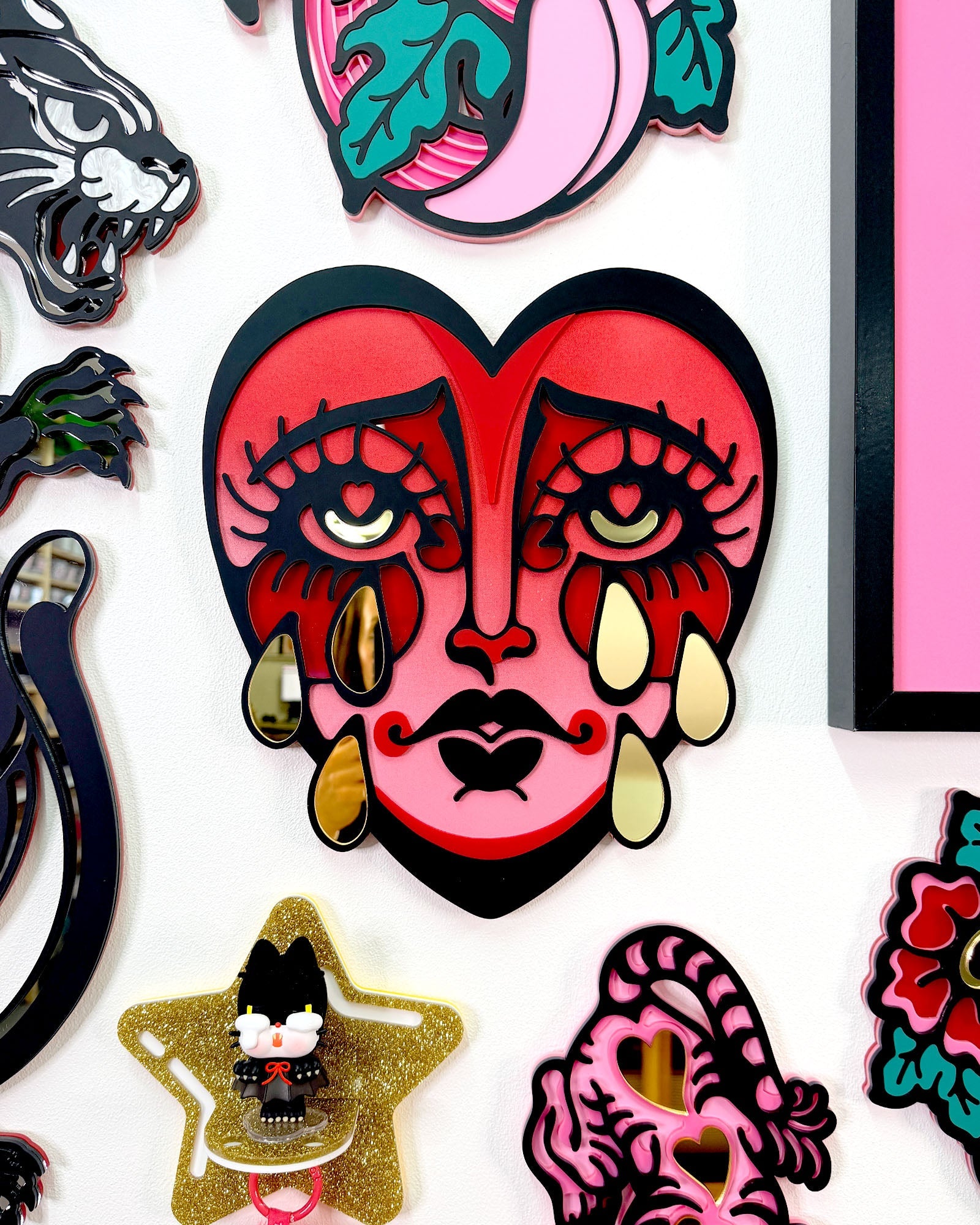 Tattoo-Inspired Wall Hangings | Bold Laser Cut Mirror Art by Ella Mobbs